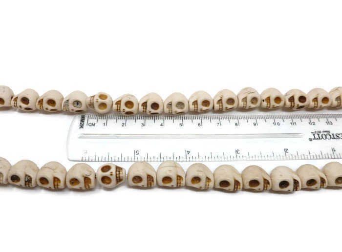 Bone White Howlite - Skulls - 13mm x 12mm x 11mm - 30 beads - Full ...