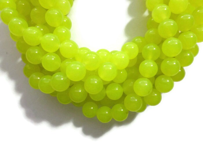 Lemon Lime Jade - 10mm Round Bead - Neon Yellow - Full Strand - 39 ...
