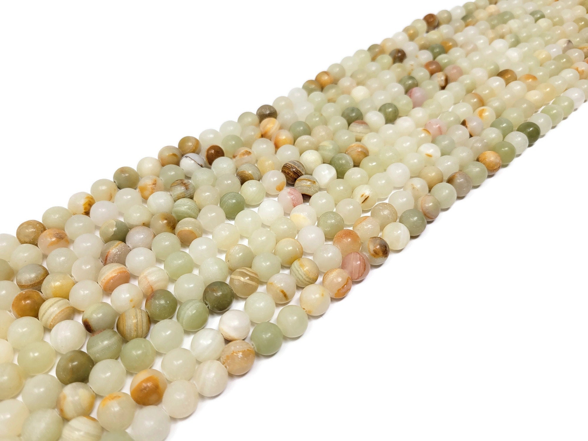 Italian Onyx 10mm Round Bead - 36 beads - Full Strand - Flower Jade ...