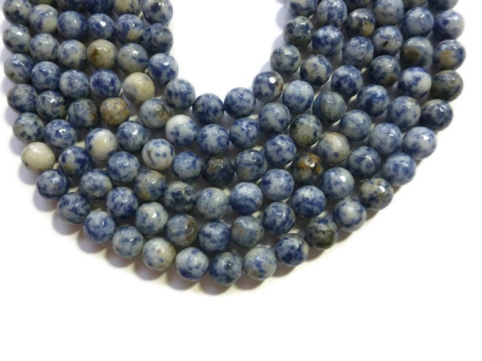 Blue Spot Jasper Faceted 10mm Round Bead - Full Strand - 37 beads ...