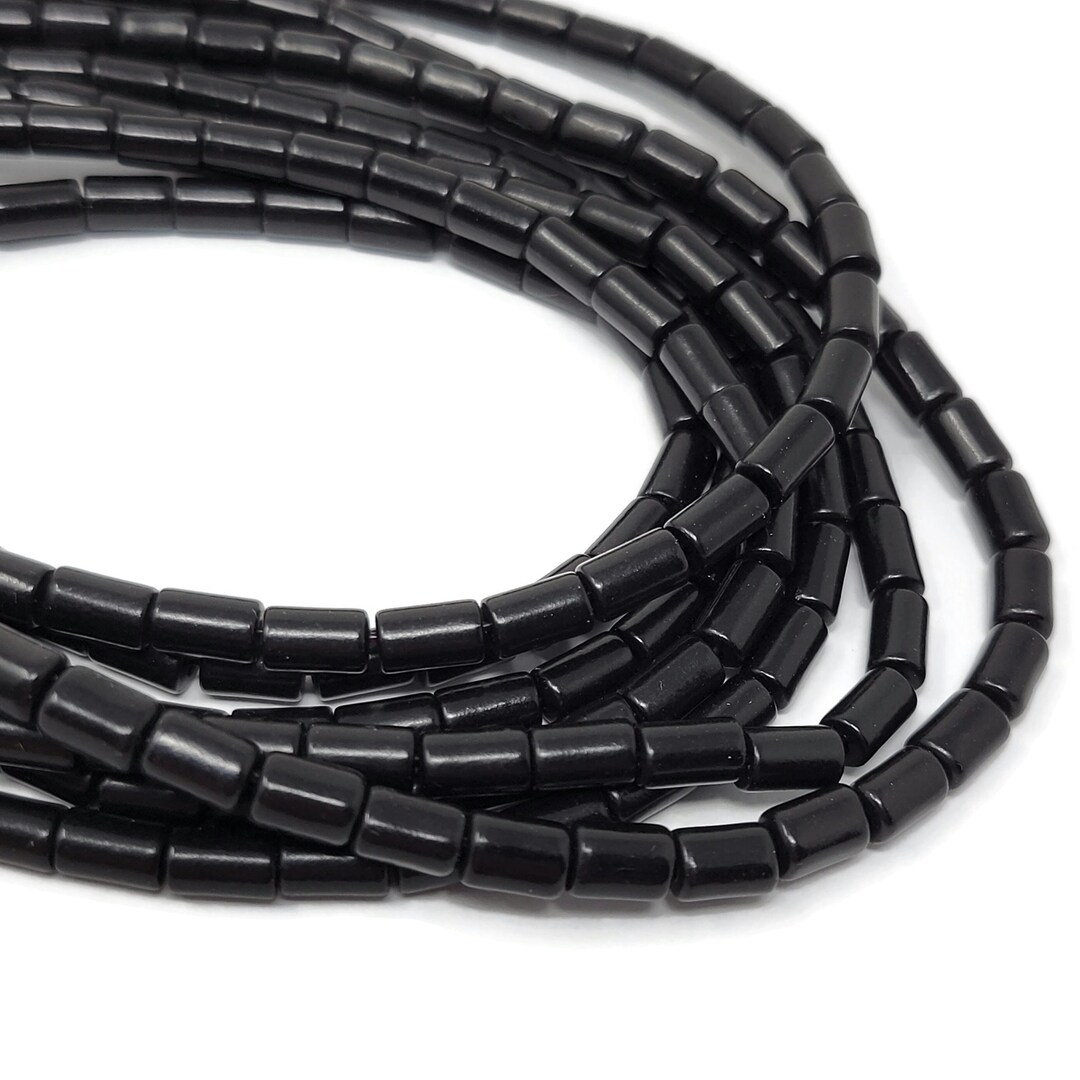 Black Tube Cylinder or Column Bead - 6mm by 4mm - 60 Beads - Whole ...