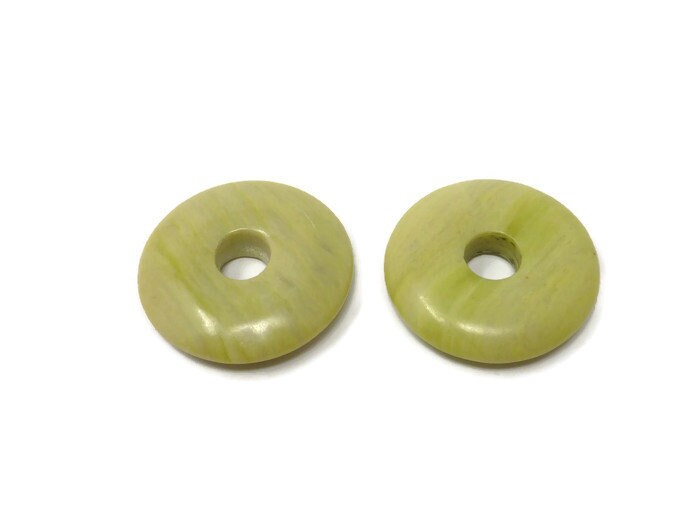 Lime Jasper Donut Focal Bead or Pendant - 34mm x 7mm with 8mm Hole ...