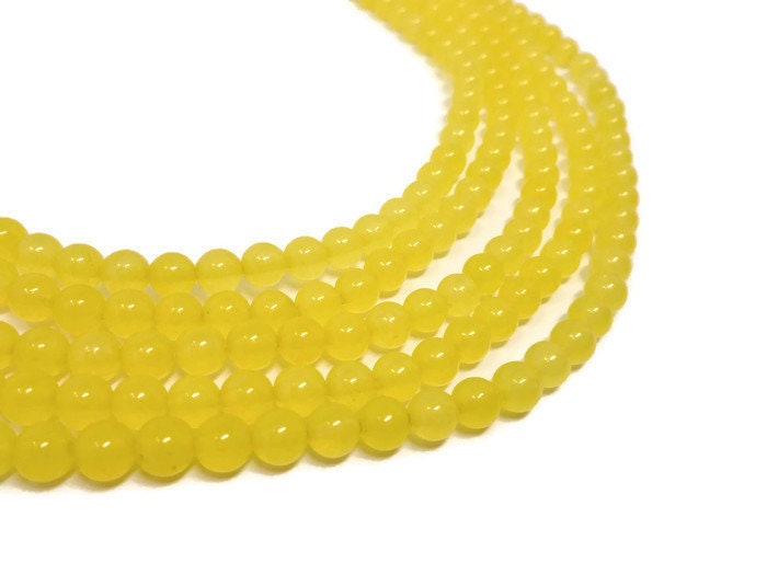 Lemon Yellow Malaysia Jade 6mm Round Bead - 62 beads - Full Strand ...