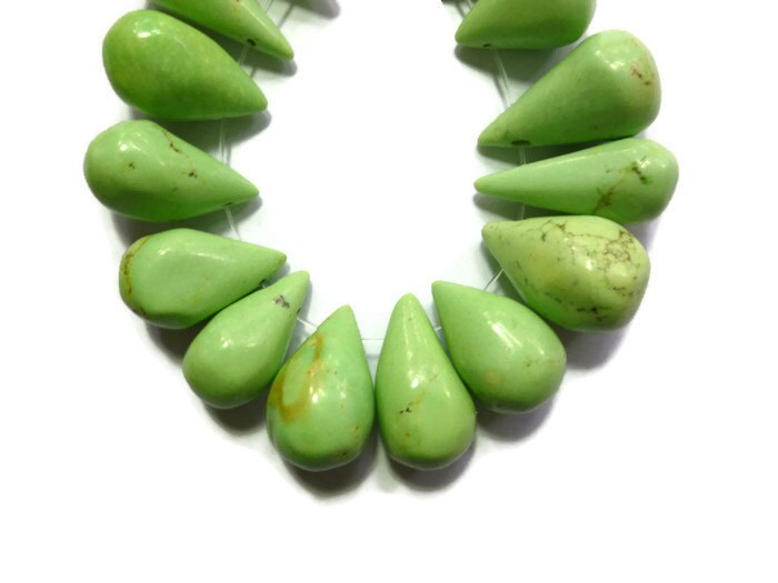 Lime Green Howlite - Top Drilled Drop - Teardrop - 8 Strand - 17 beads ...