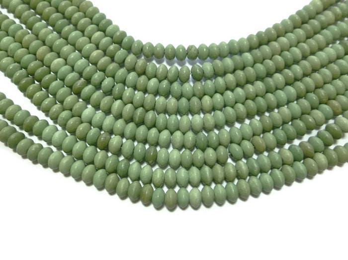 Green Magnesite - Saucer or Abacus Bead - 6mm x 4mm - 100 beads - Nine ...