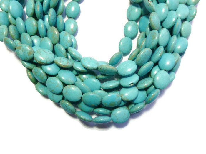 Sky Blue Magnesite Oval Bead - 10mm x 9mm x 4mm - Full Strand - 40 ...