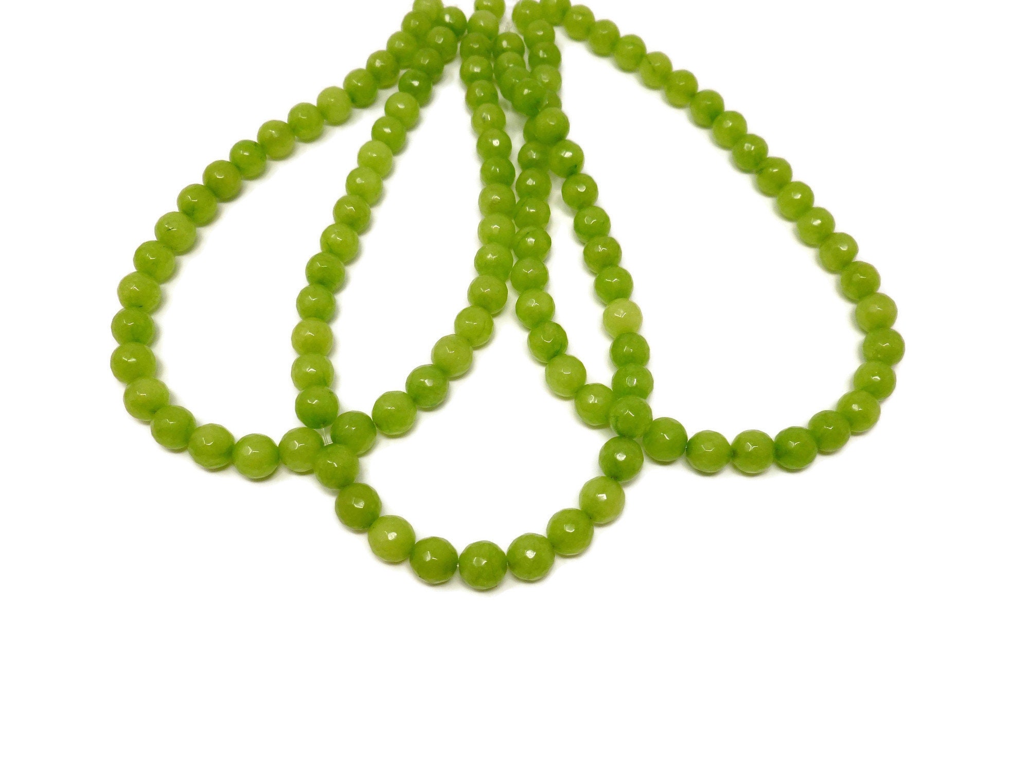 Lime Green Jade 10mm Faceted Round Bead - Full Strand - 38 beads - pea ...