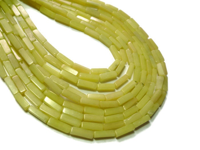 Green New Jade - Square Tube Bead - 13mm x 4mm - Rectangle - Full ...