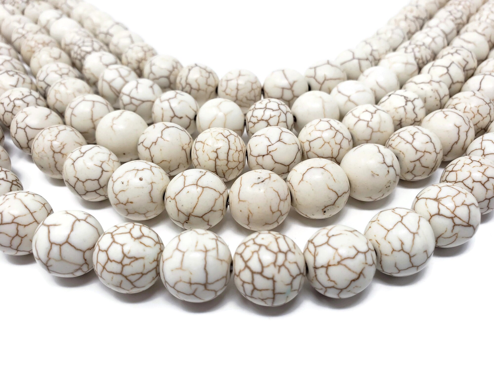 Bone White Howlite 14mm Round Bead - Whole Strand - 28 beads - Ivory ...
