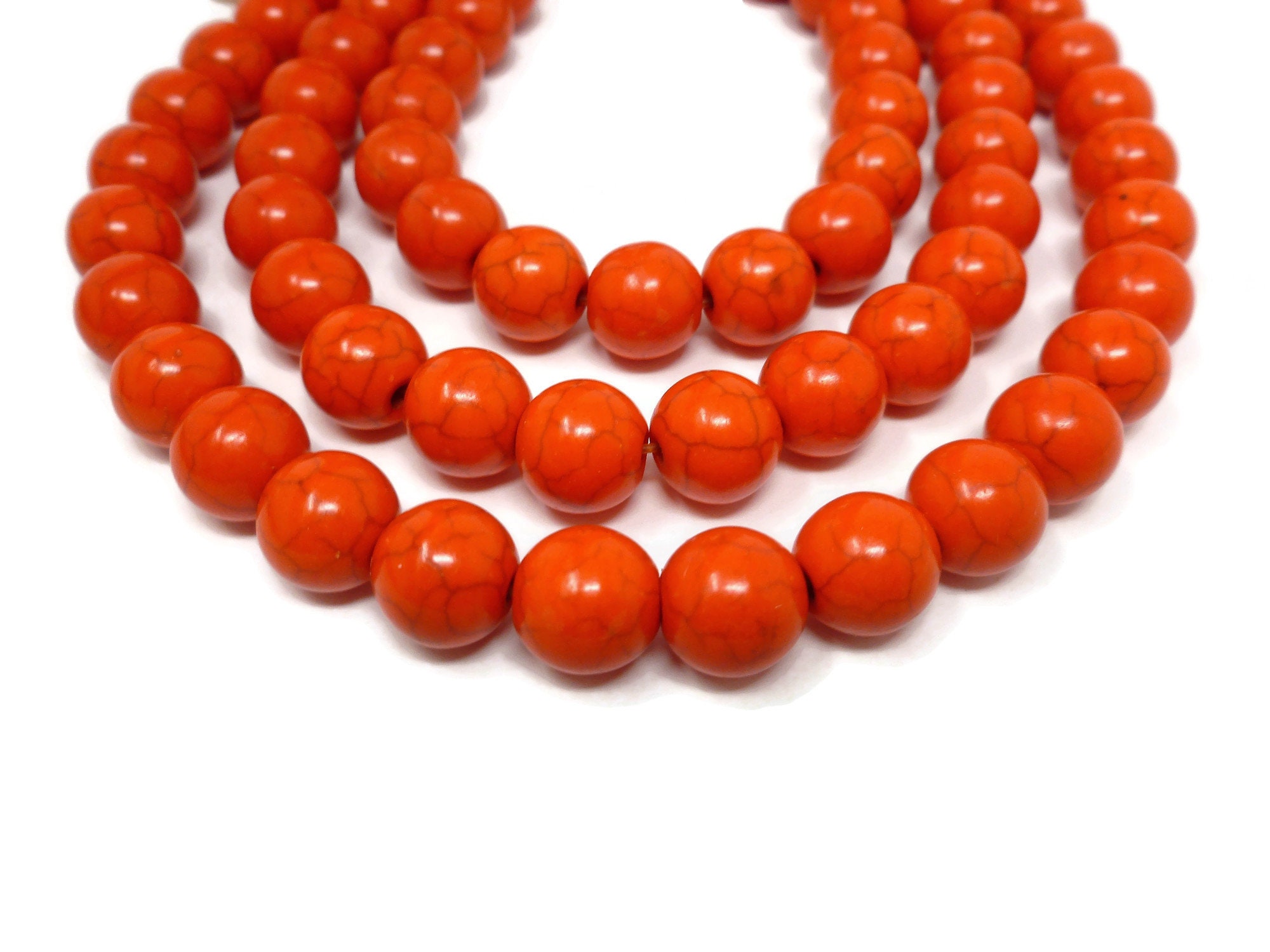 Orange Howlite 10mm Round Bead - Red-Orange - Paprika - Persimmon ...