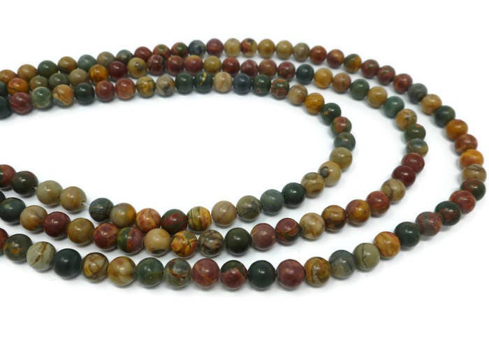 Picasso Jasper 6mm Round Bead - Red Creek Jasper - Whole Strand - 61 ...