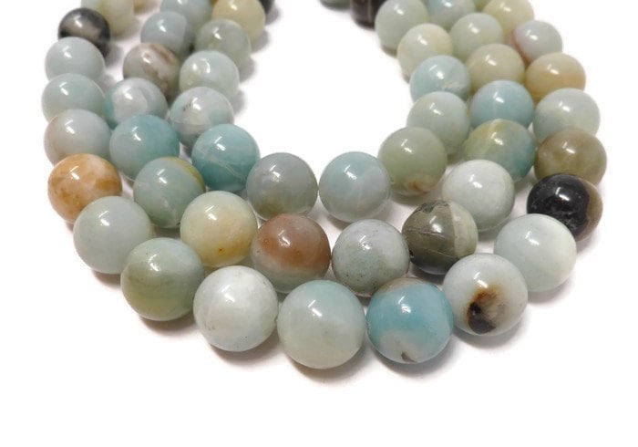 Flower Amazonite 14mm Round Bead - 28 beads - Whole Strand - Aqua Blue ...