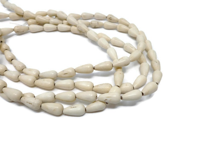 Bone White Howlite Teardrop Bead - 13mm x 7mm - 30 beads - Full Strand ...