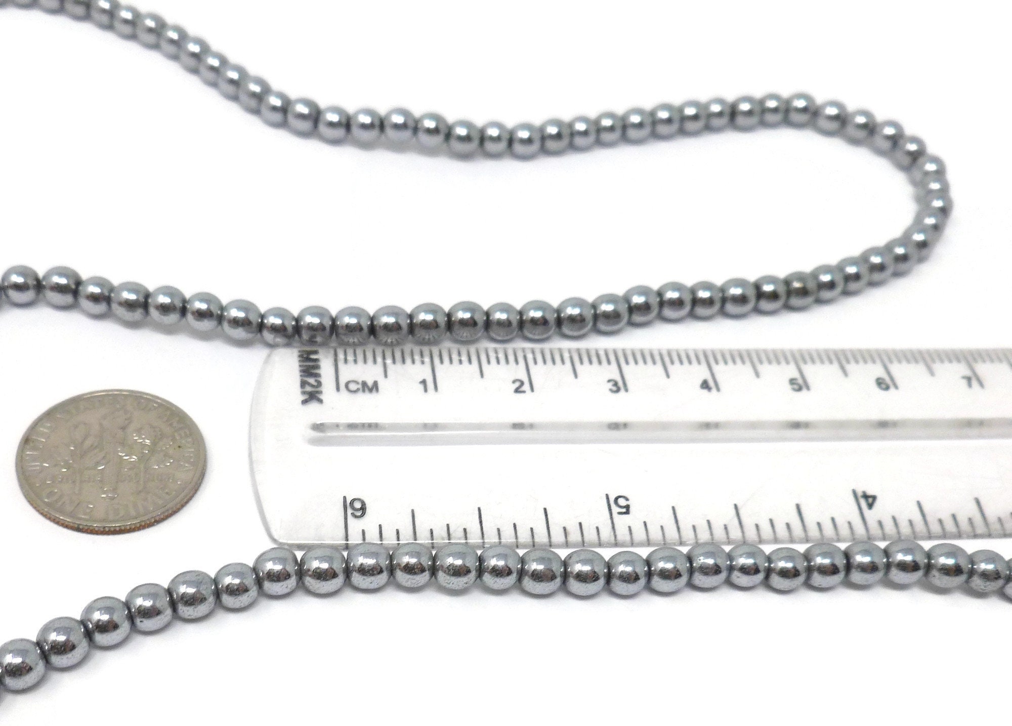 Silver Hematite 4mm Round Bead - Full Strand - around 102 beads - Non ...