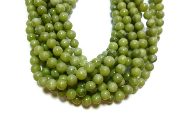 Green Olive Jade - 6mm Round Bead - Full Strand - 65 beads - new jade ...