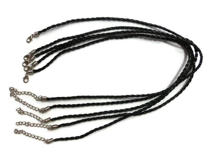Black Braided Cord Necklace - Imitation Leather - 5 10 25 Necklaces ...