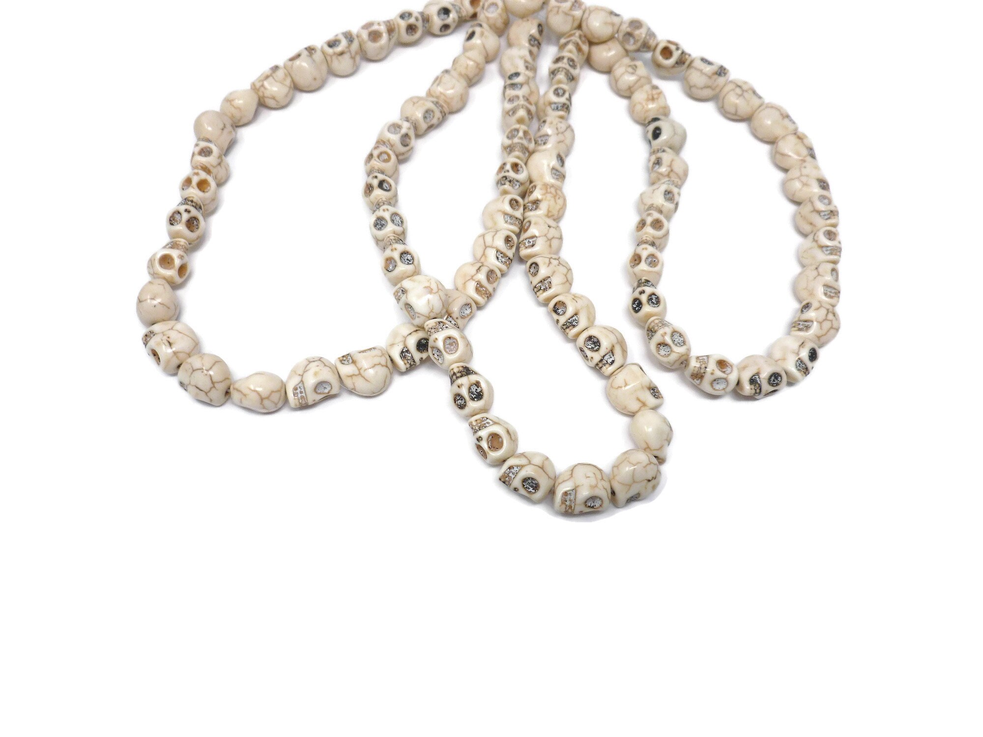Bone White Howlite - Skulls - 13mm x 12mm x 10mm - 29 beads - Full ...