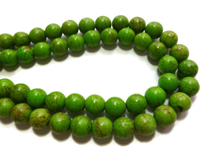 Green Howlite 12mm Round Bead - 33 beads - Full Strand - Pea - Green ...