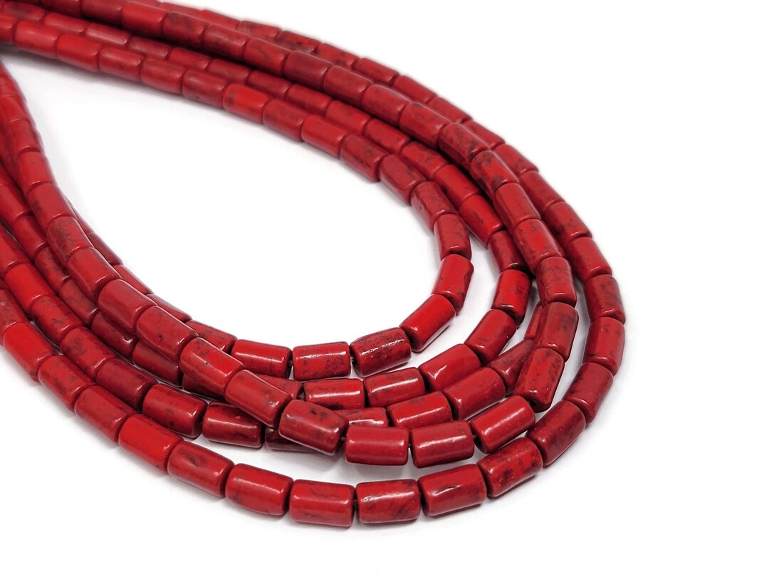 Cherry Red Howlite Tube Bead 8mm X 5mm 50 Beads Whole Strand Red ...