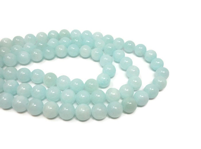 Ocean Blue Jade 10.5mm Round Bead - 39 beads - Full Strand - Light Blue ...