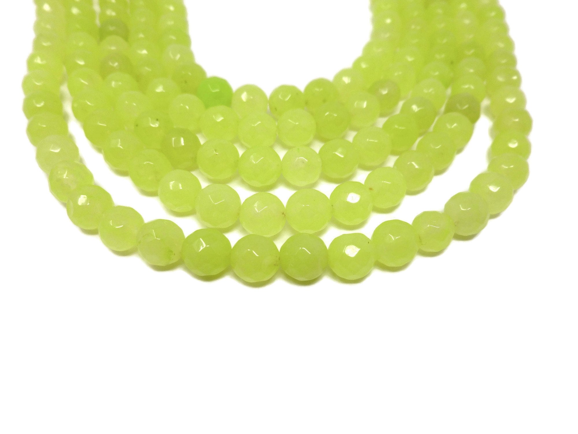 Lemon Lime Jade 8mm Faceted Round Bead - Full Strand - 48 beads ...