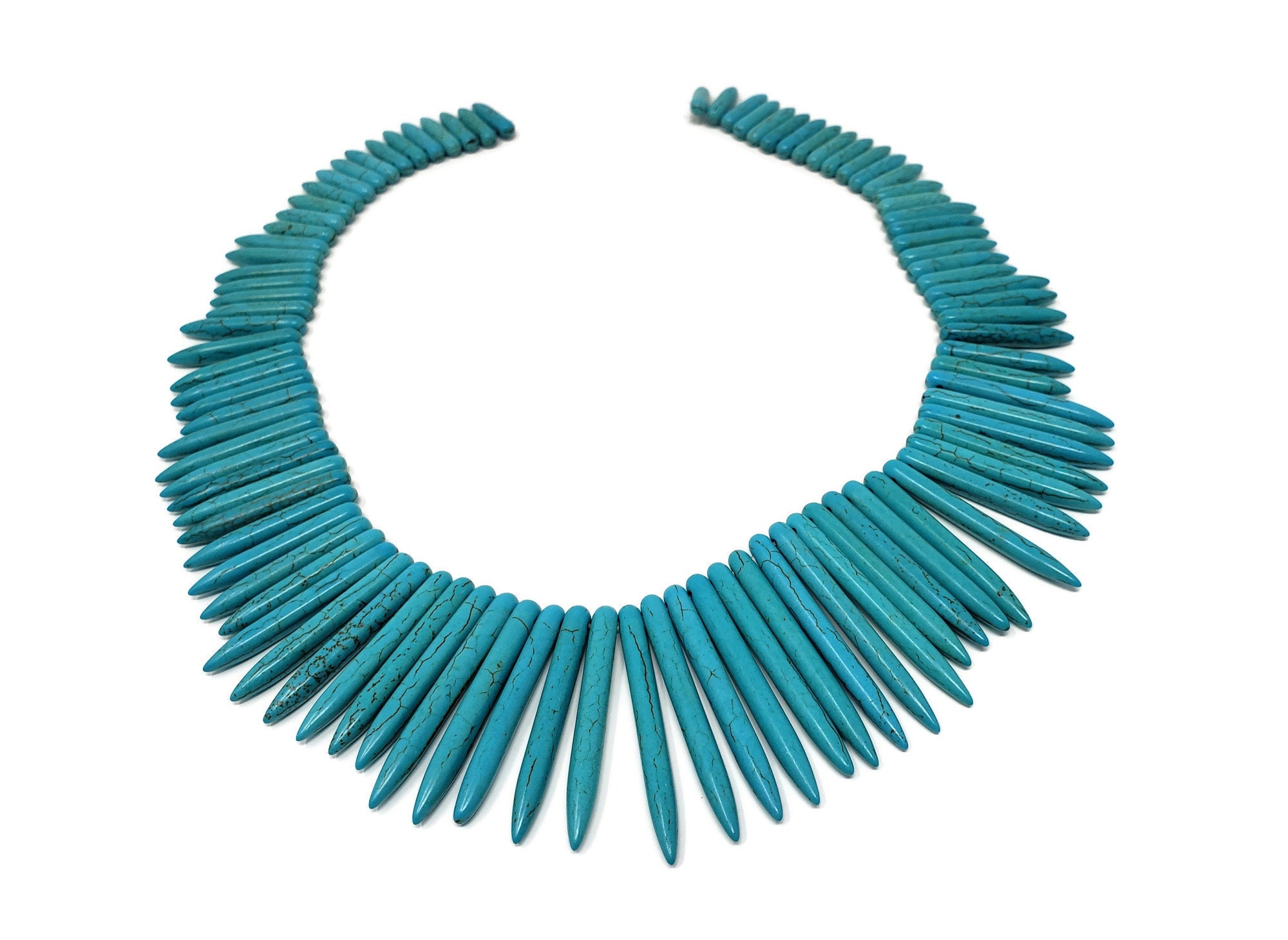 Blue Howlite Graduated Collar Bead - Spike Tusk Dagger Needle Stick ...