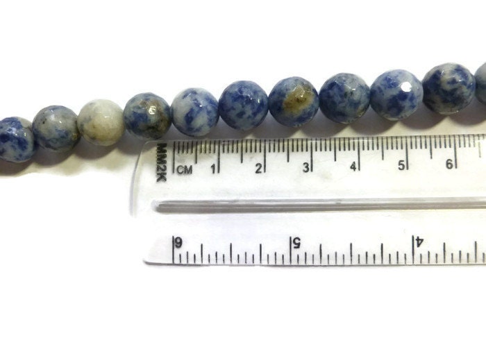 Blue Spot Jasper Faceted 10mm Round Bead - Full Strand - 37 beads ...