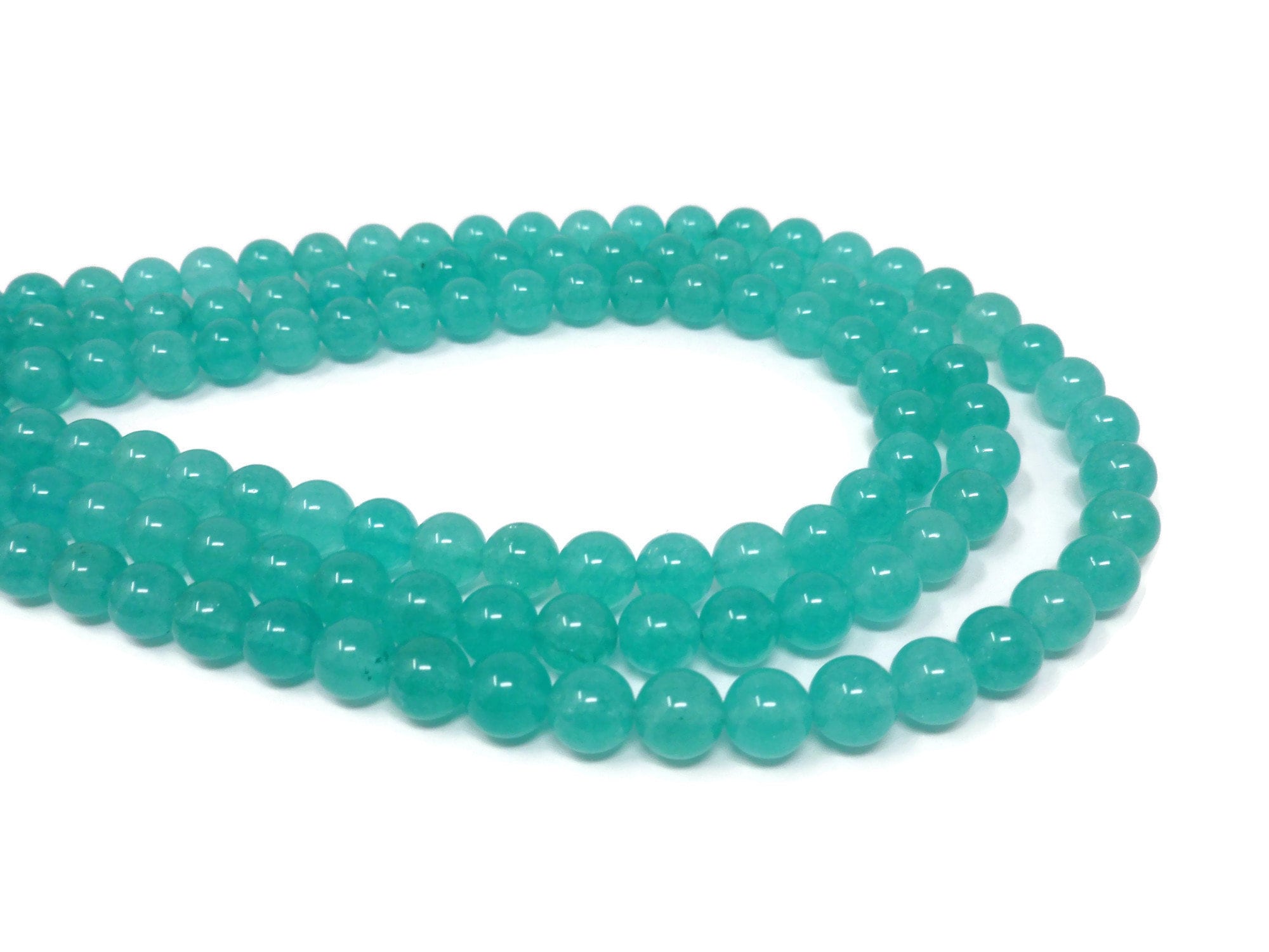 Aqua Blue Malaysia Jade - 8mm Round Bead - 46 beads - Full Strand ...