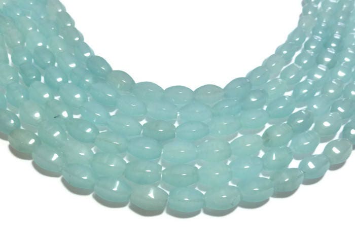 Aqua Blue Jade - 12mm x 8mm Oval Bead - 32 beads - Whole Strand - Light ...