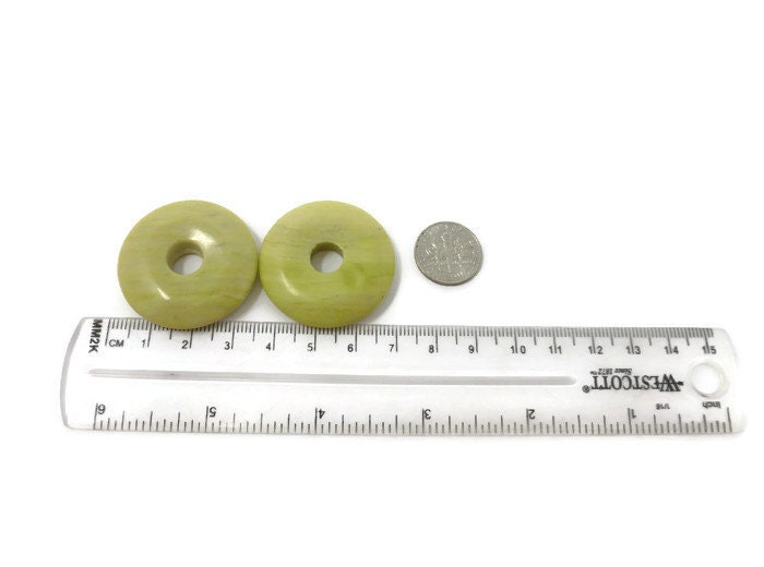 Lime Jasper Donut Focal Bead or Pendant - 34mm x 7mm with 8mm Hole ...