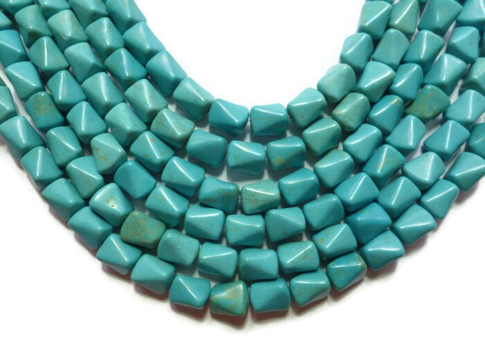 Blue Turquoise Magnesite Faceted Tube or Rectangle - 12mm x 10mm Bead ...