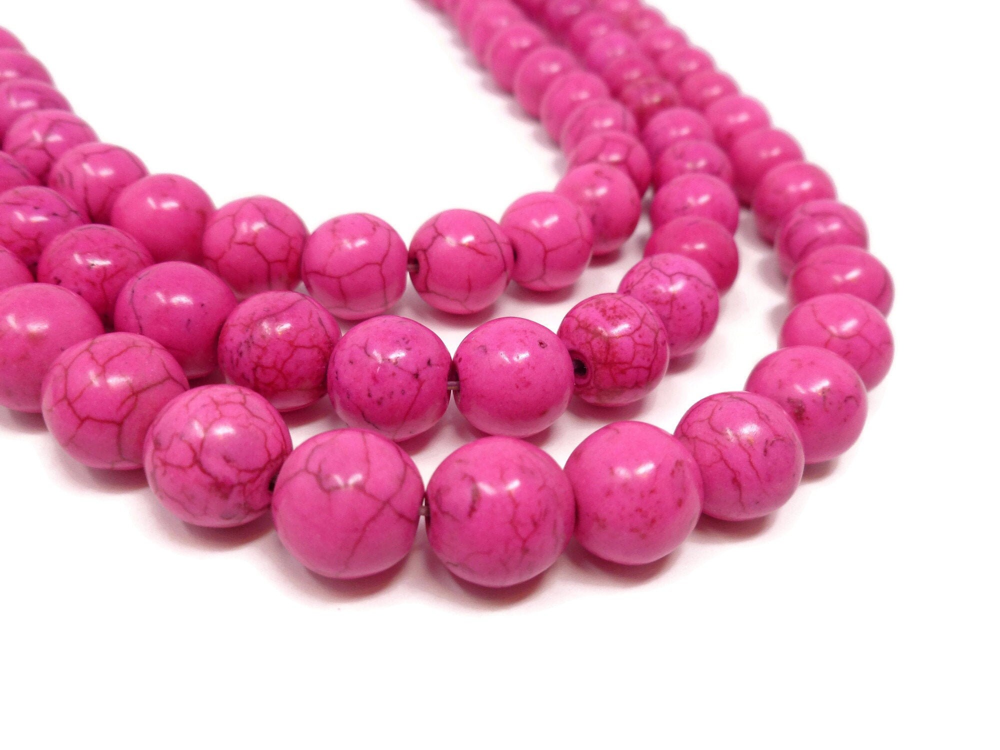 Hot Pink Howlite 12mm Round Bead Full Strand 33 beads | Etsy