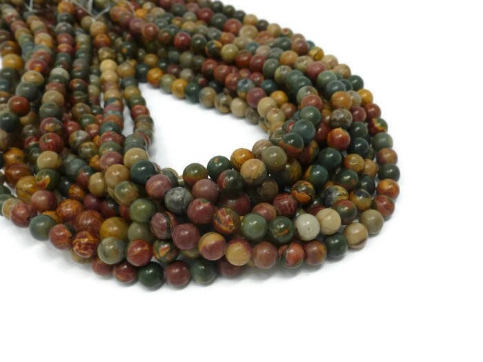 Picasso Jasper 6mm Round Bead - Red Creek Jasper - Whole Strand - 61 ...