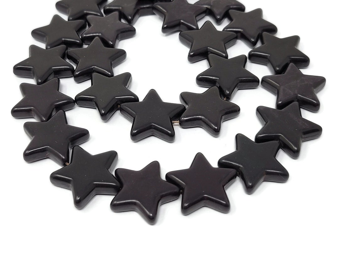Extra Large Black Star Bead 26mm by 25mm by 6mm 18 Beads Synthetic ...