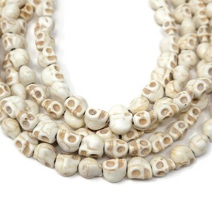 Bone White Howlite Small Skull 8mm X 7mm X 6mm 50 Beads Whole Strand ...