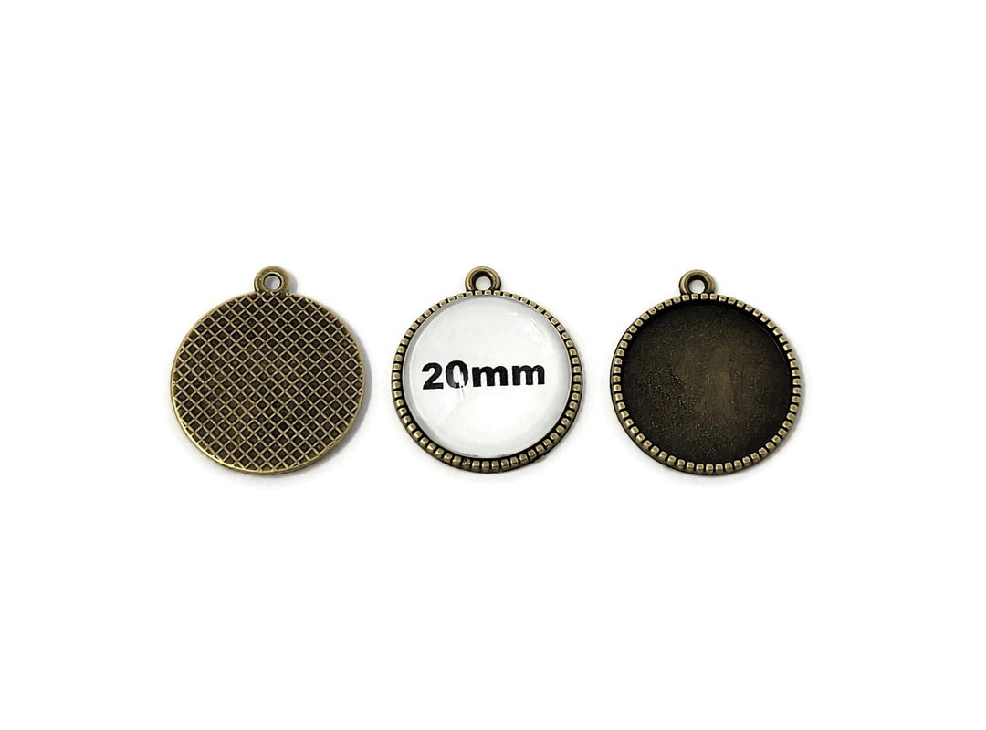Antique Bronze Bezel With 20mm Tray - Blank Grid Back Cabochon Setting ...