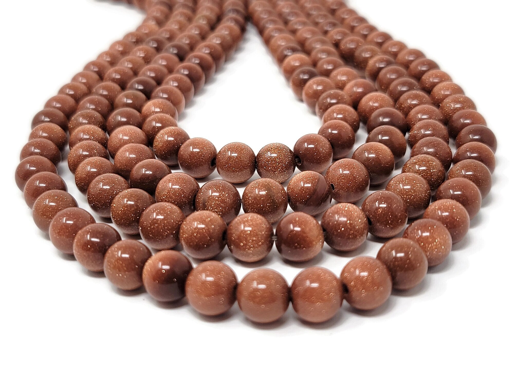 Brown Rust Goldstone 8mm Round Bead - 50 beads - Whole Strand - gold ...