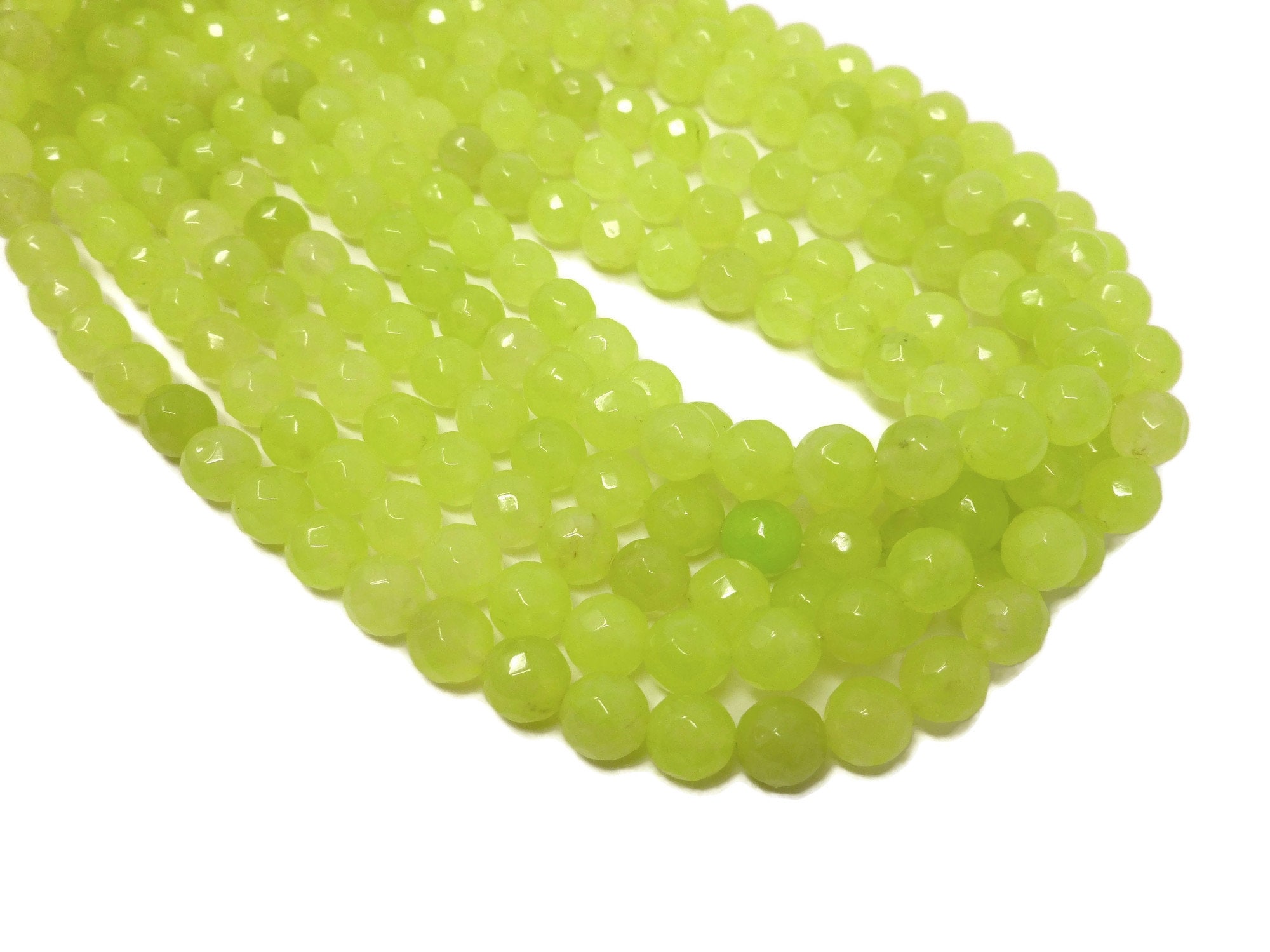 Lemon Lime Jade 8mm Faceted Round Bead - Full Strand - 48 beads ...
