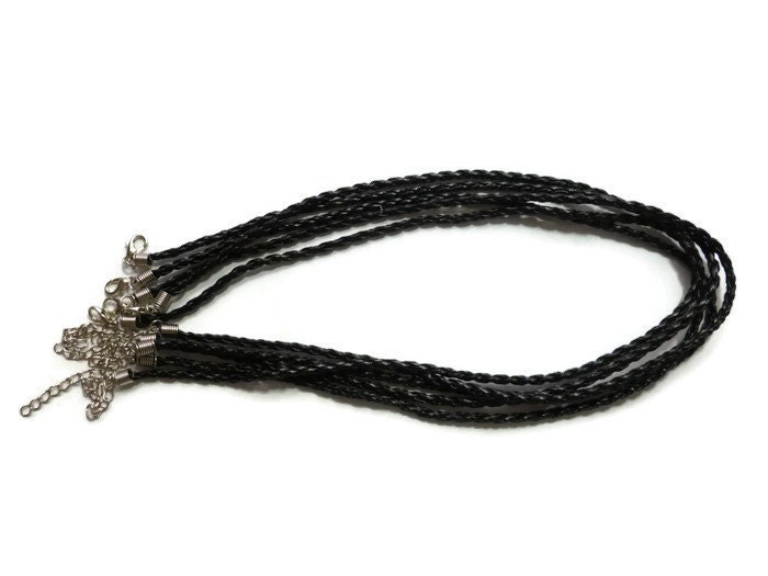 Black Braided Cord Necklace - Imitation Leather - 5 10 25 Necklaces ...