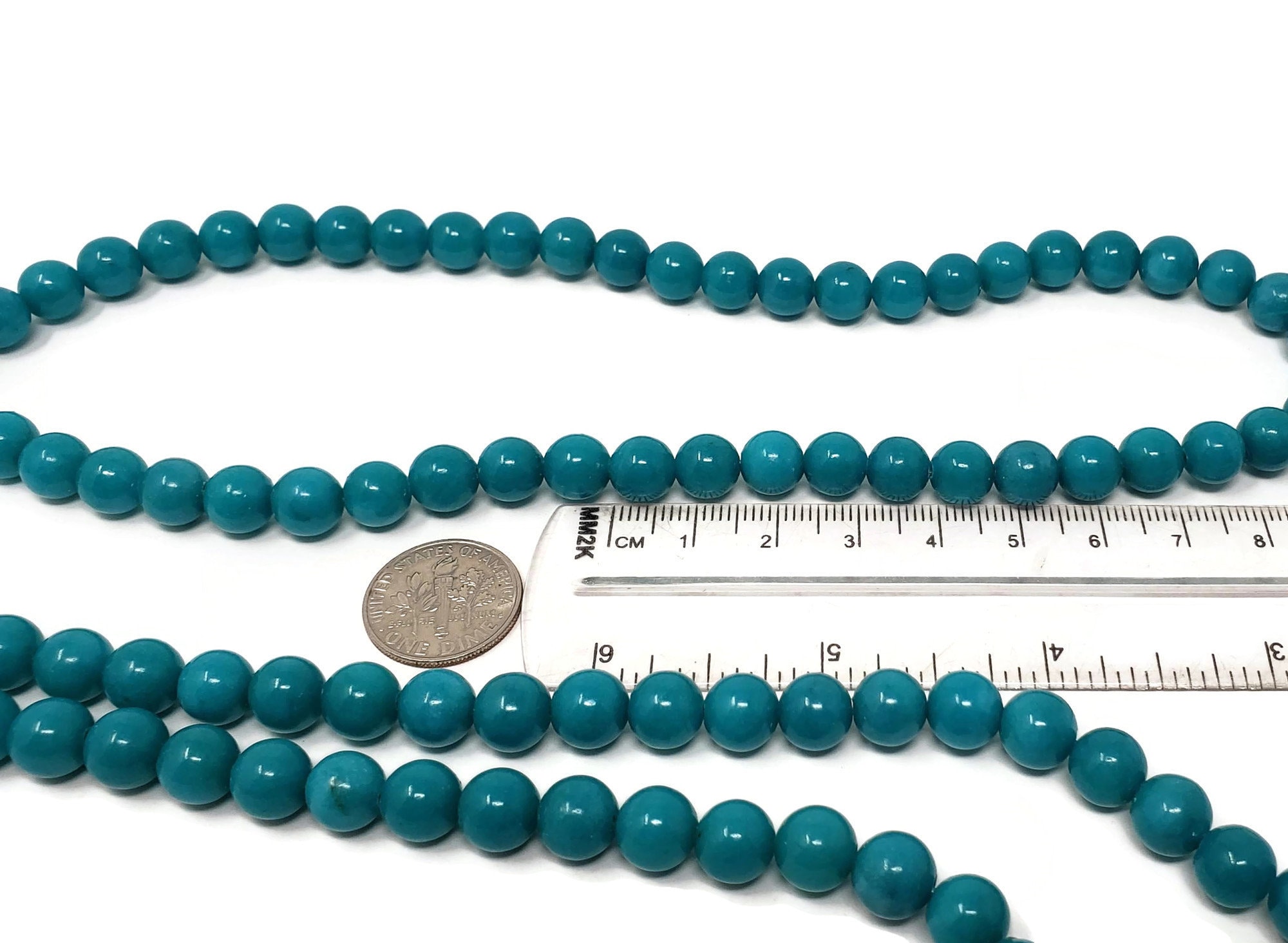 Cyan Blue Mountain Jade 8mm Round Bead - Full Strand - 50 beads ...
