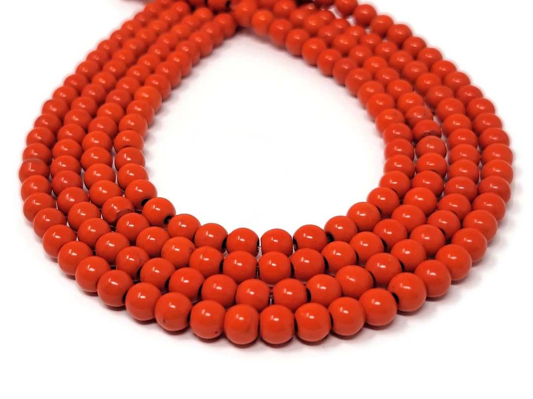 Orange Howlite 6mm Round Bead 69 Beads Bright Orange Mandarin Synthetic ...