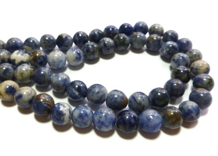 Blue Sodalite 8mm Round Bead - Whole Strand - 47 beads - Blue Spot ...