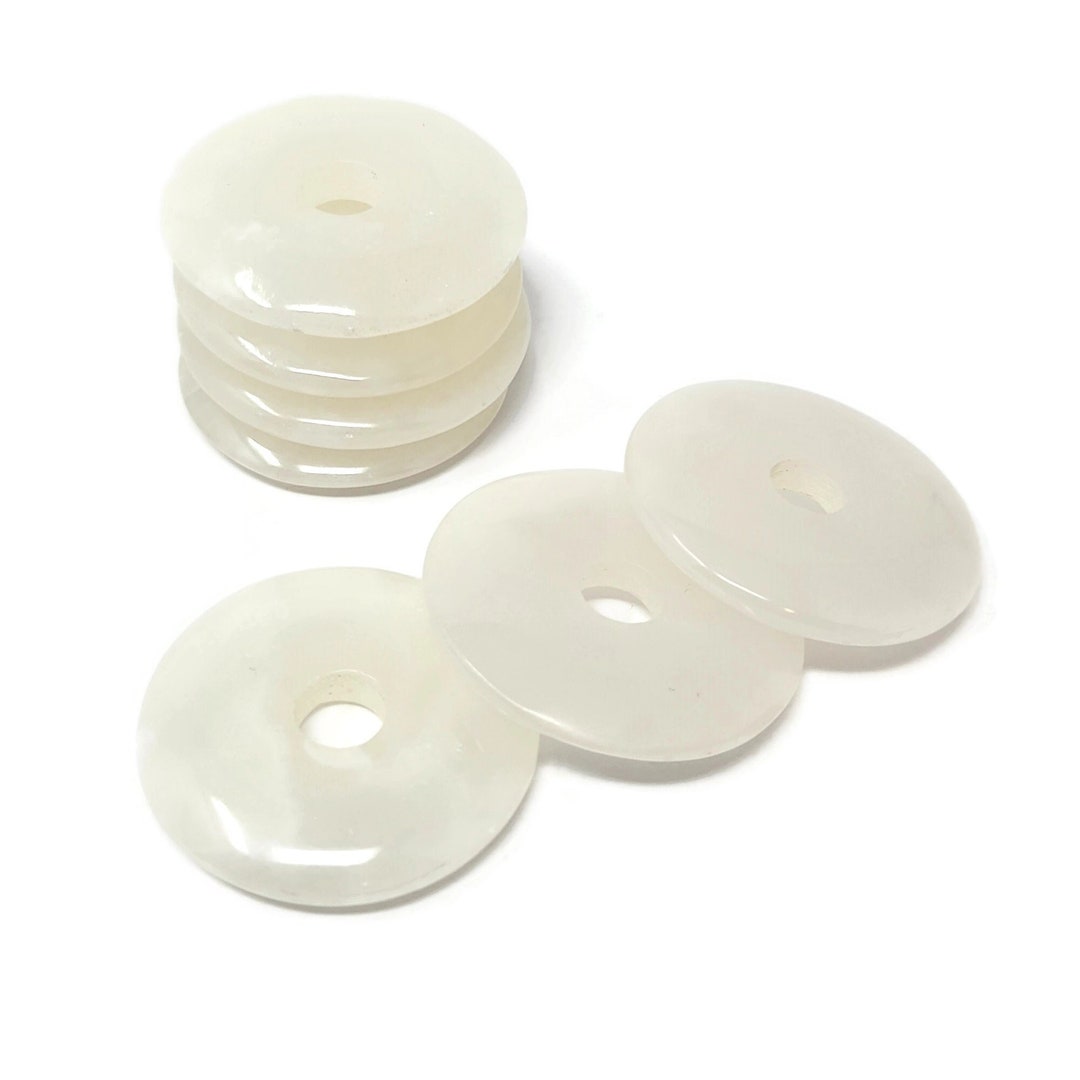 White Italian Onyx Stone Donut or Ring - Large Focal Bead - 40mm X 7mm ...