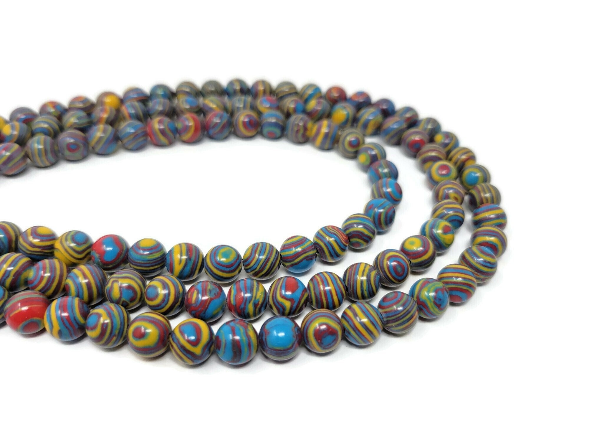 Rainbow Synthetic Malachite 8mm Round Bead - 50 beads - Full Strand ...