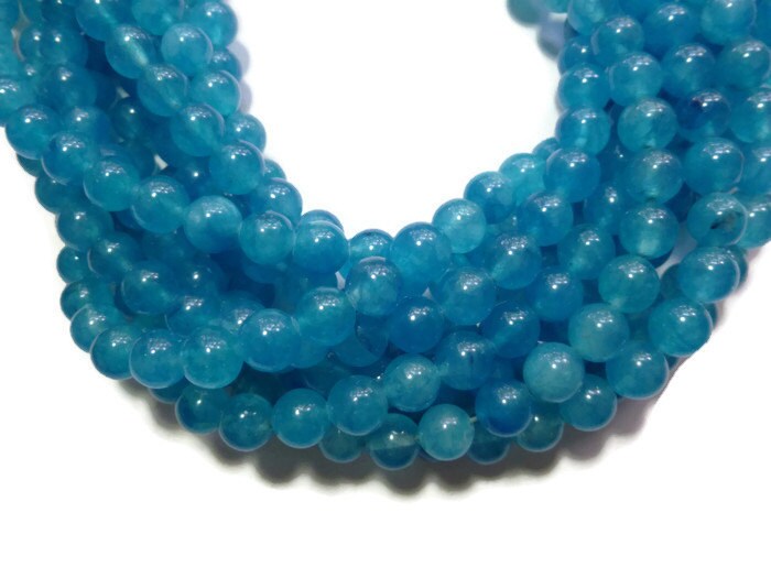 Blue Jade - 8mm Round Bead - 48 beads - Full Strand - Aqua Sky ...