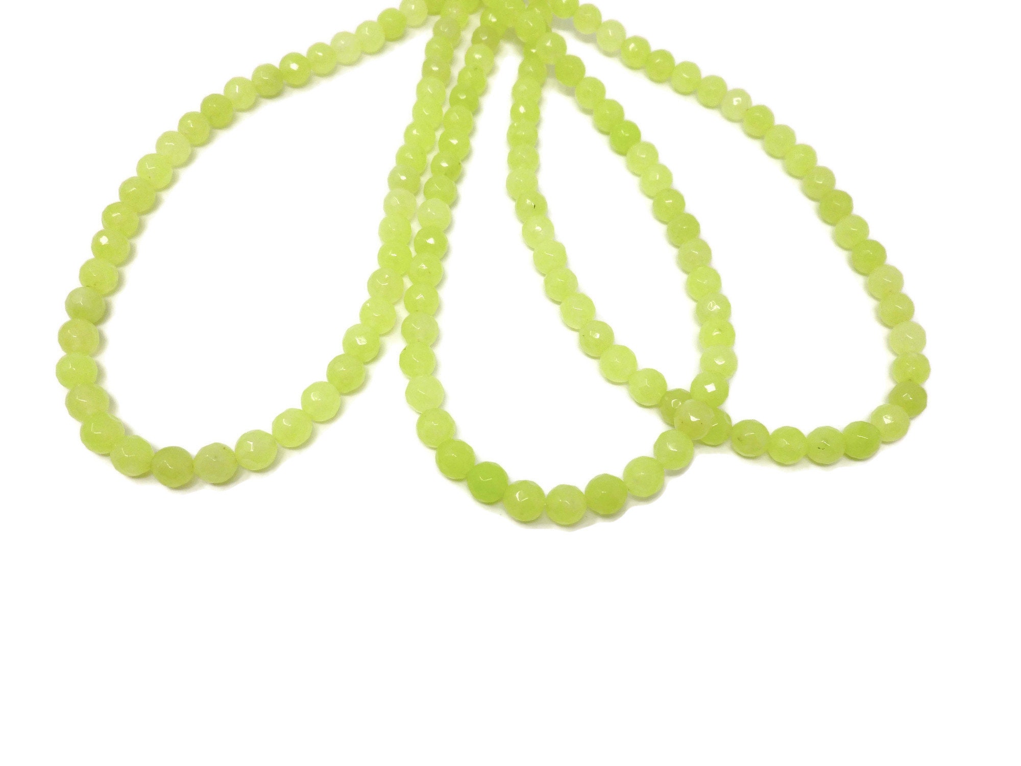 Lemon Lime Jade 8mm Faceted Round Bead - Full Strand - 48 beads ...