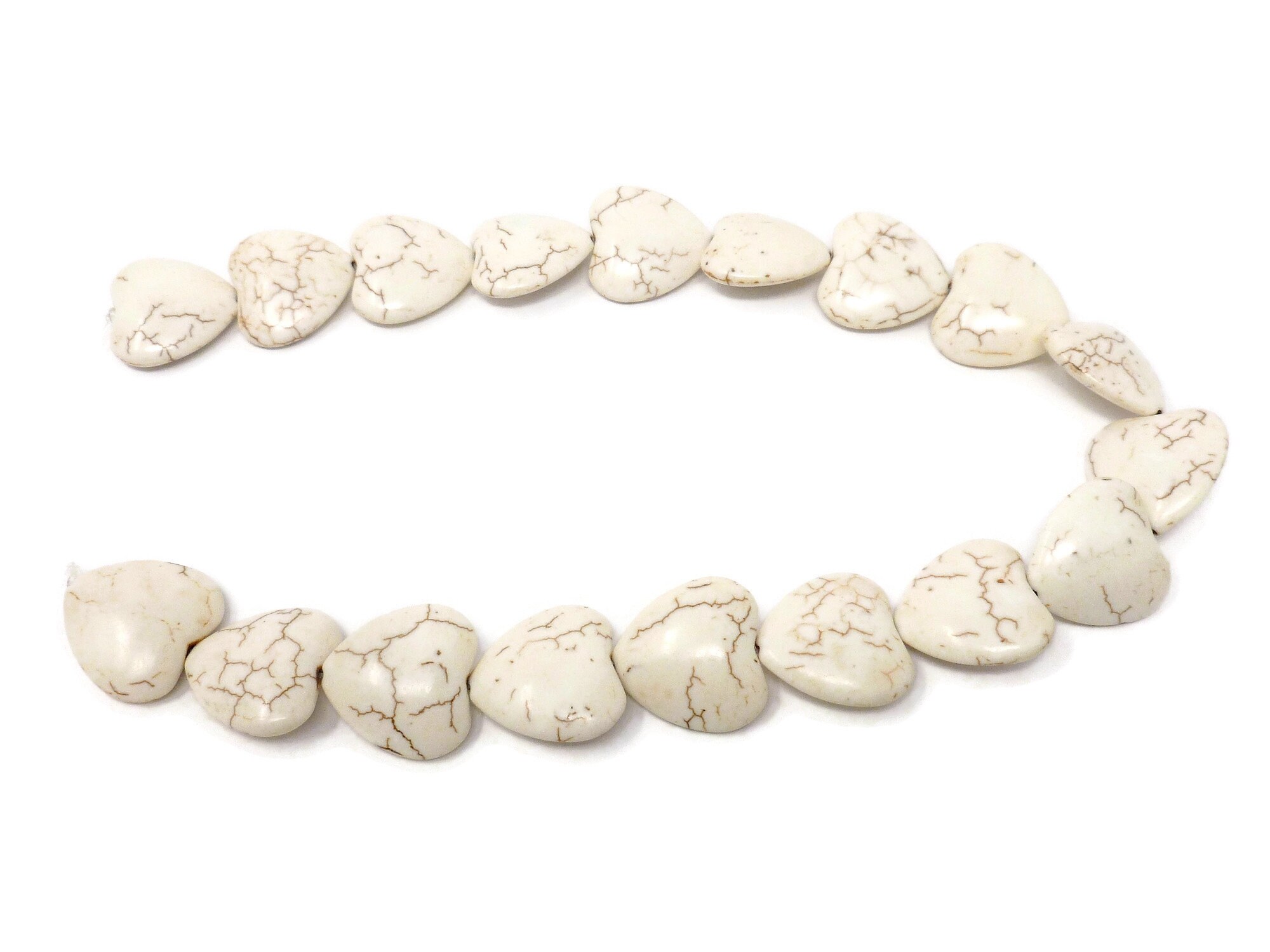 Bone White Large Heart Bead - Howlite - 24mm x 23mm x 9mm - Whole or ...