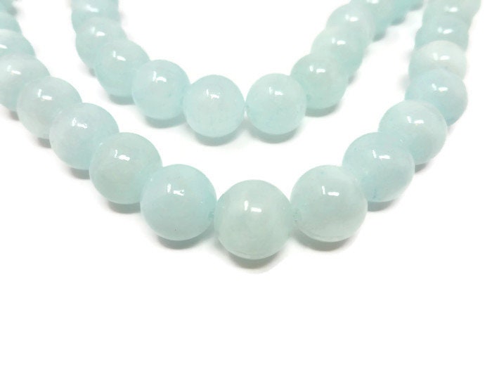 Ocean Blue Jade 10.5mm Round Bead - 39 beads - Full Strand - Light Blue ...