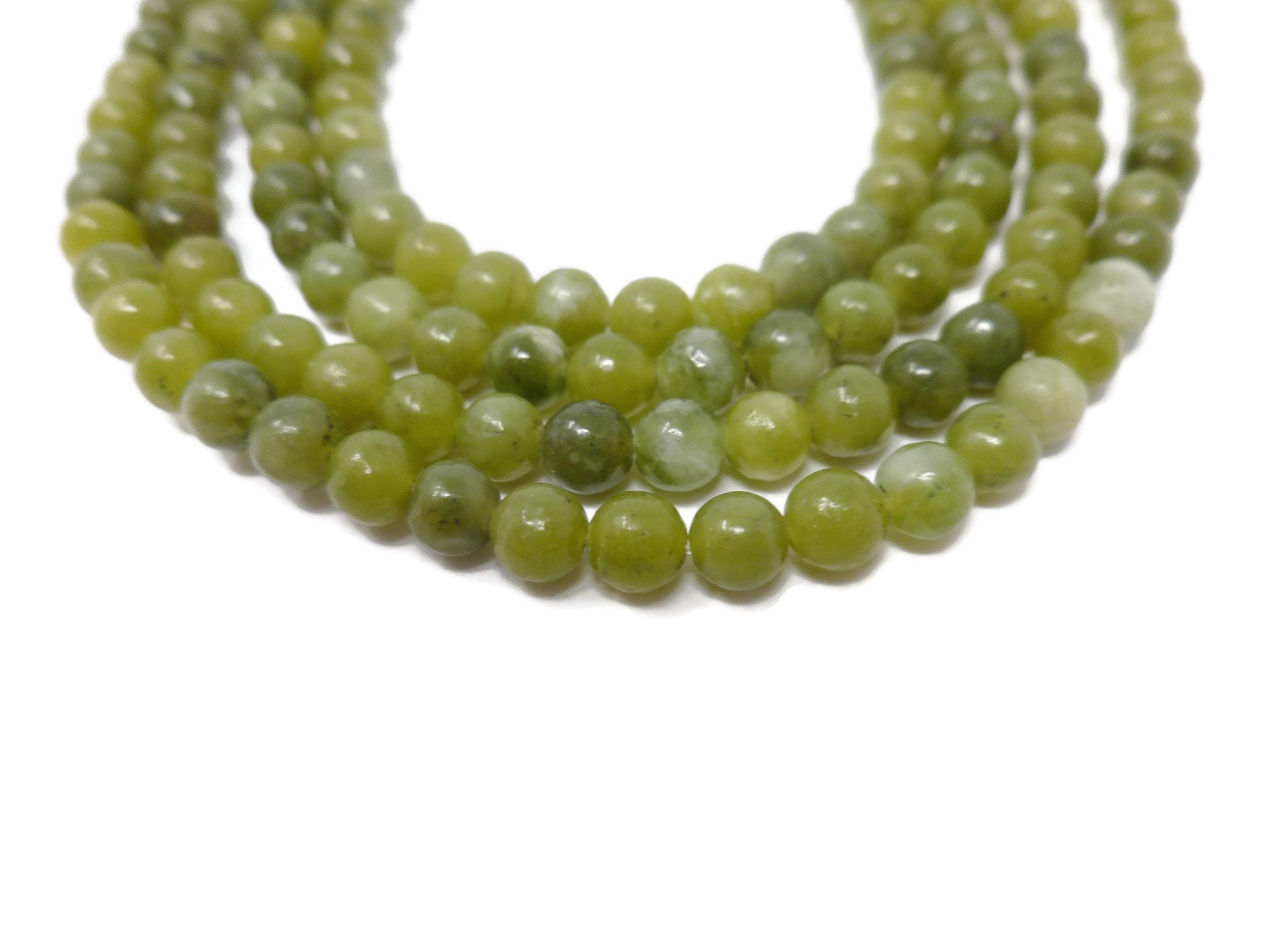 Moss Green Serpentine 4.5mm Round Bead - 86 beads - Full Strand - new ...