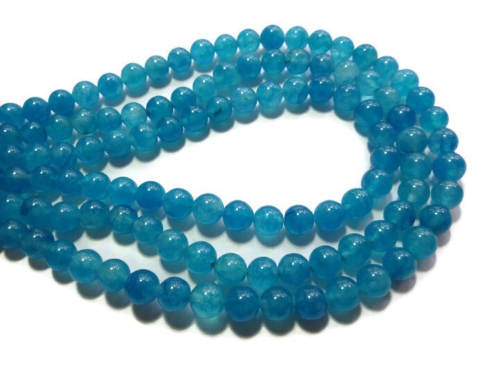 Blue Jade - 8mm Round Bead - 48 beads - Full Strand - Aqua Sky ...